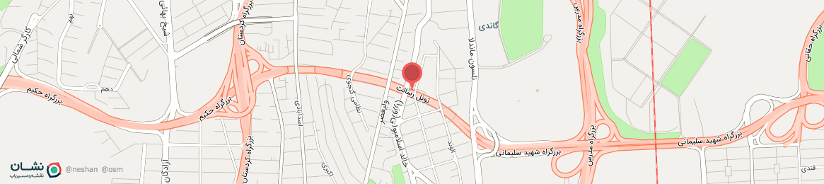 تونل رسالت تهران - نقشه نشان